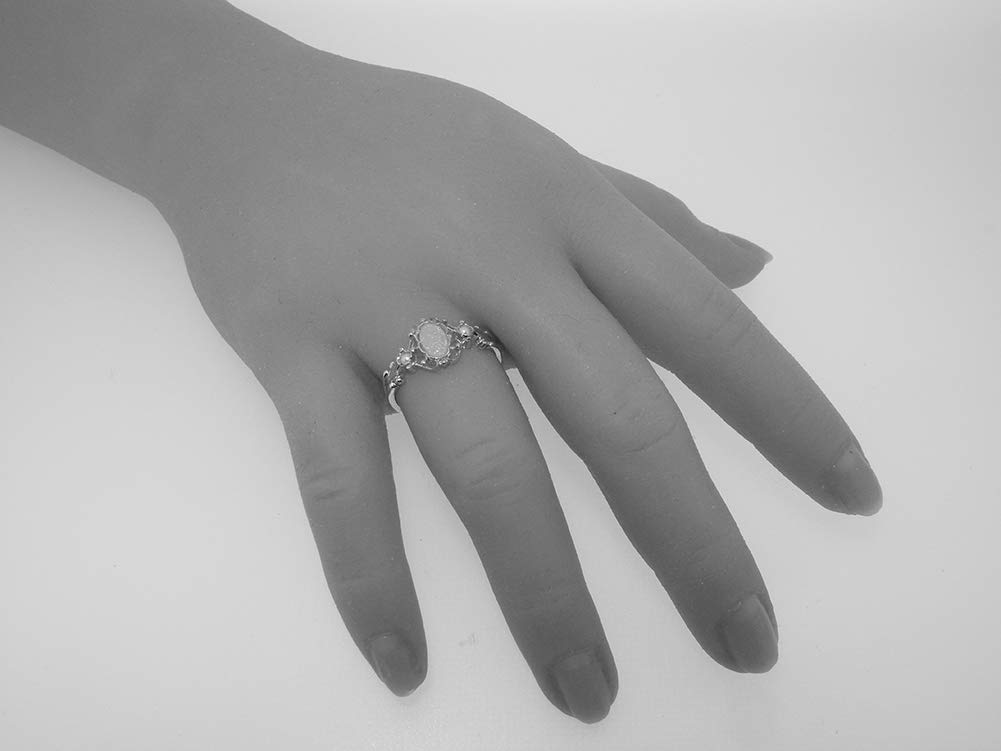 LetsBuyGold 10k Yellow Gold Natural Opal & Cultured Pearl Womens Trilogy Ring - Size 11.25