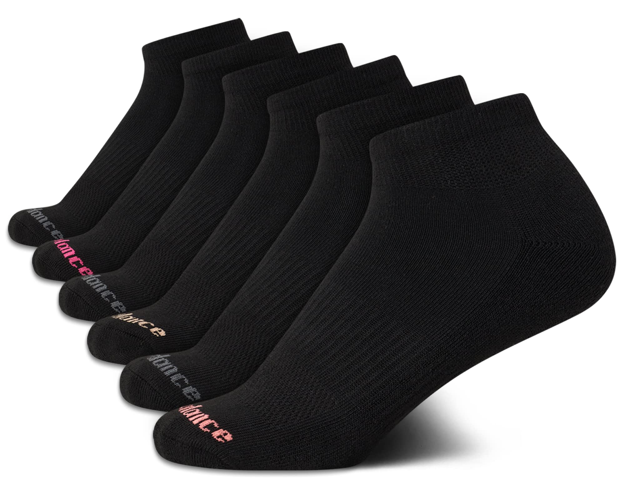 New Balance Women’s Athletic Socks - Cushioned Quarter Cut Ankle Socks (6 Pack), Size 4-10, White Mesh