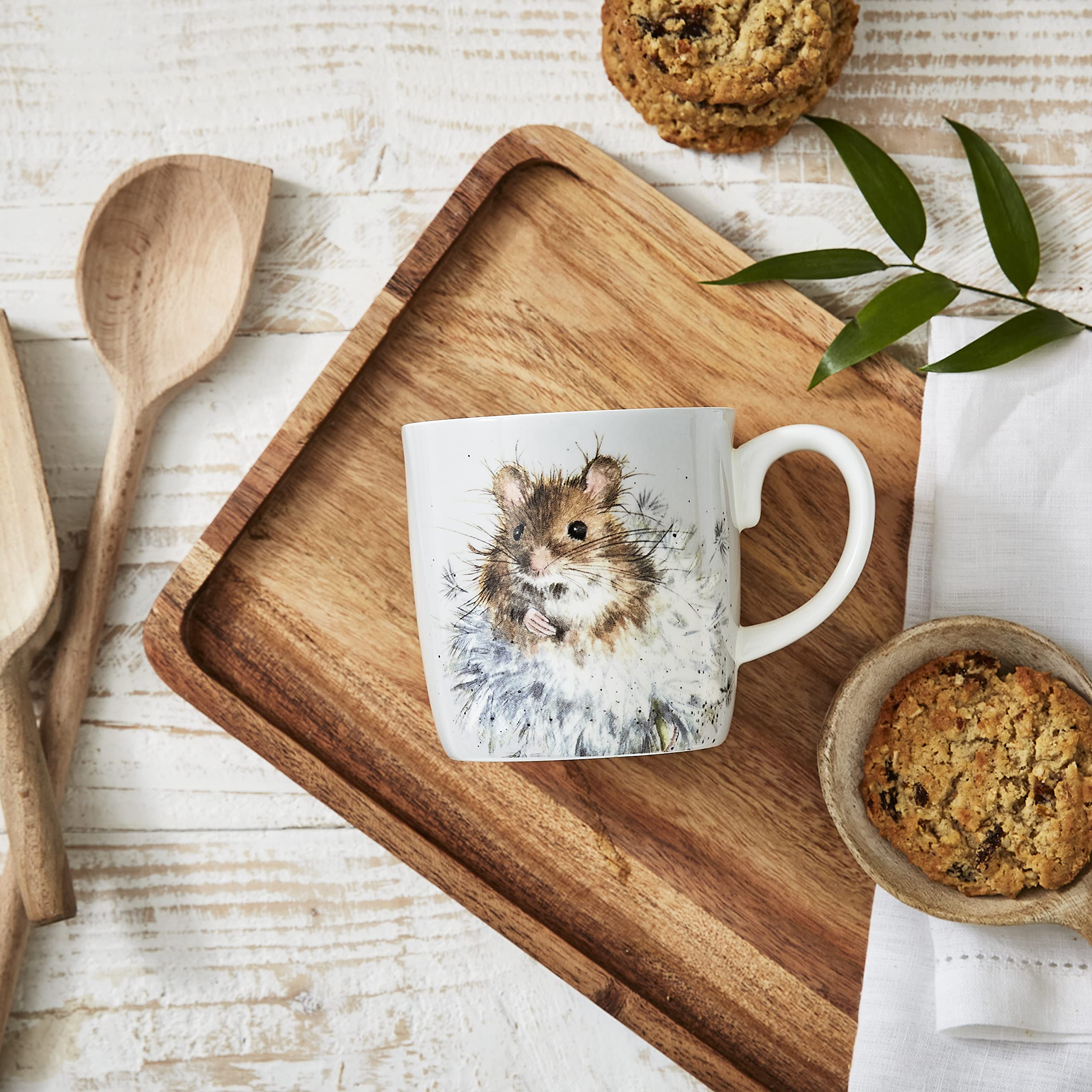 Portmeirion Royal Worcester Wrendale Designs Dandelion Mug | 14 Ounce Large Coffee Mug with Mouse Design | Made from Fine Bone China | Microwave and Dishwasher Safe