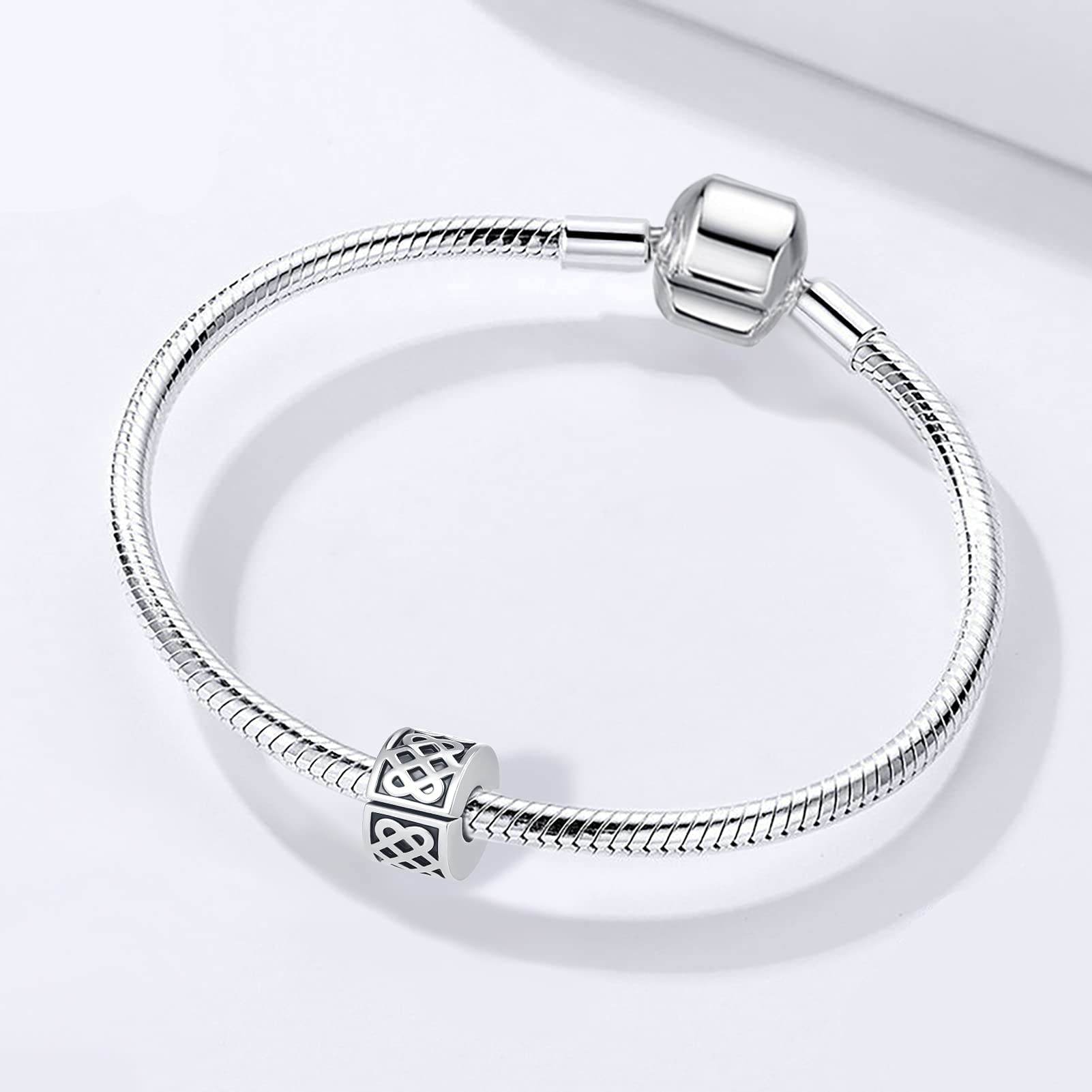 QeenseKc Celtic Flower Clip Lock Spacers Stopper Charm Good Luck Round Bead for Pandora Bracelet,Aut-72_TriangleTotem