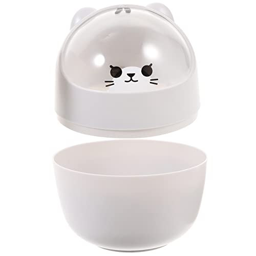 Veemoon Kitchen Trash Bin Table Trash Can Mini Wastebasket Cartoon Bear Design Compost Bin Easy Clean Countertop Plastic Garbage Can for Bathroom Vanity Countertop Grey Recycling Bins Trash Bin