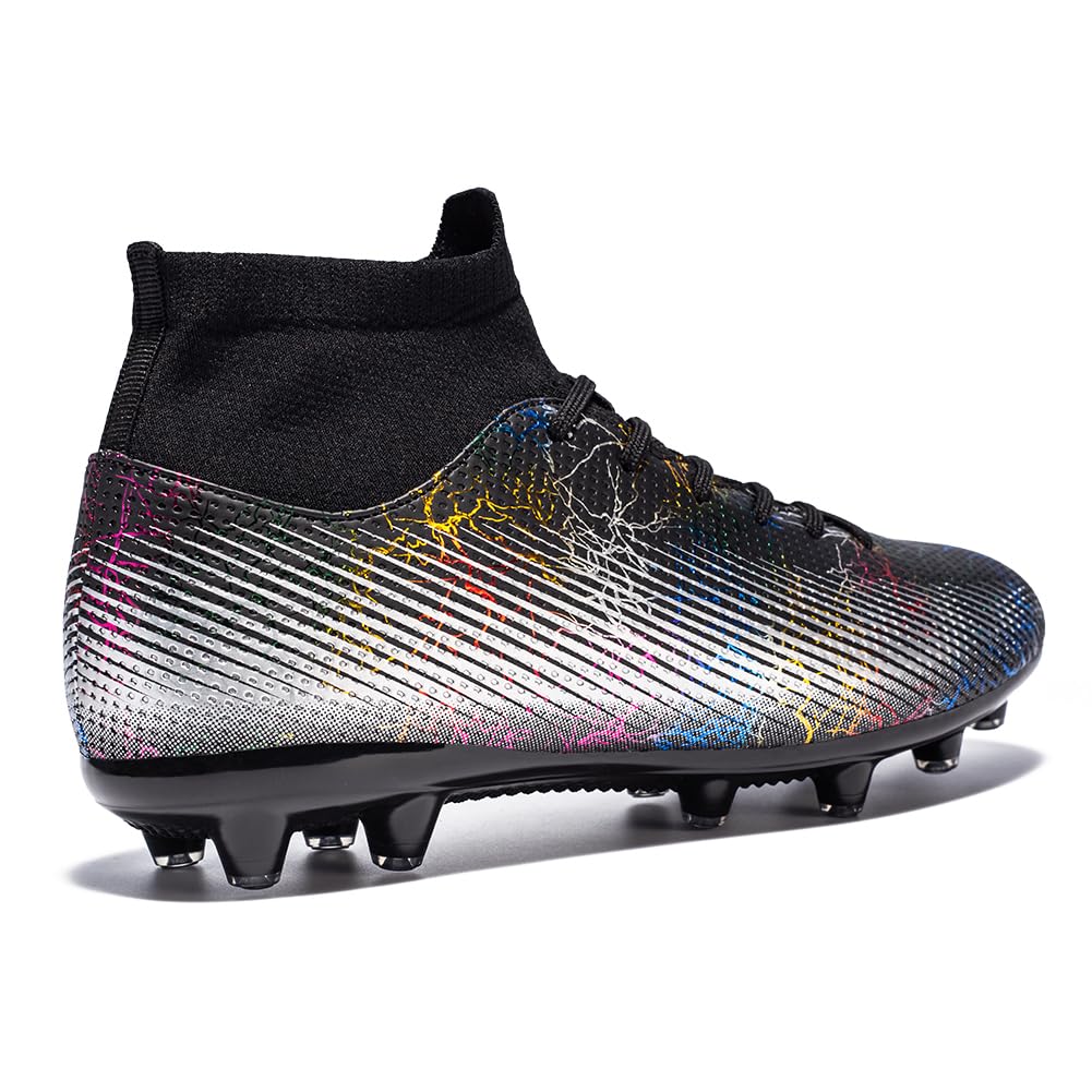 KouAzAz Men's Soccer Cleats Shoes Football Boots High-Top Professional Training Athletic Sneaker Black