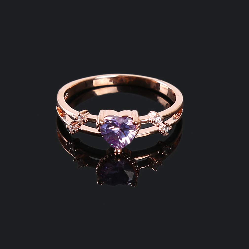 LZIYAN Heart Shape Purple Zircon Rings Charm Fashion Ring Jewelry for Women,Size 7