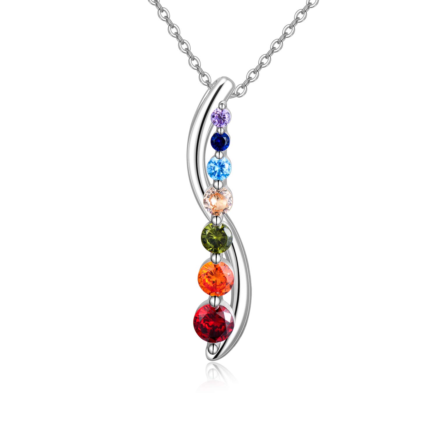 MISTBEE 925 Sterling Silver Chakra Necklace Yoga Pendant Chakra Necklaces Healing Crystals Pendant Jewelry Gifts for Women