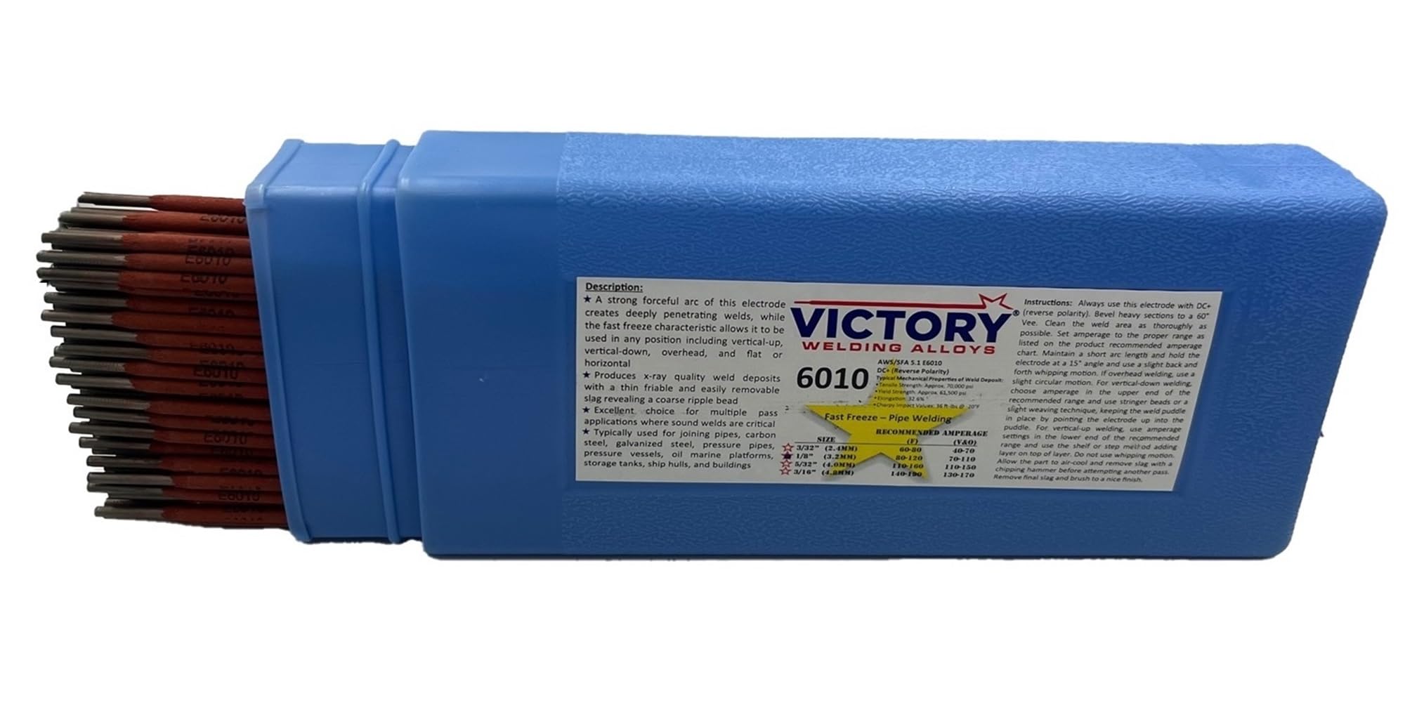 STARTECHWELD 6010 Welding Rod 1/8", E6010 Stick Welding Electrodes 10Lbs with Smooth Stable Arc E6010 1/8" (1/8" 10 Pound Box)