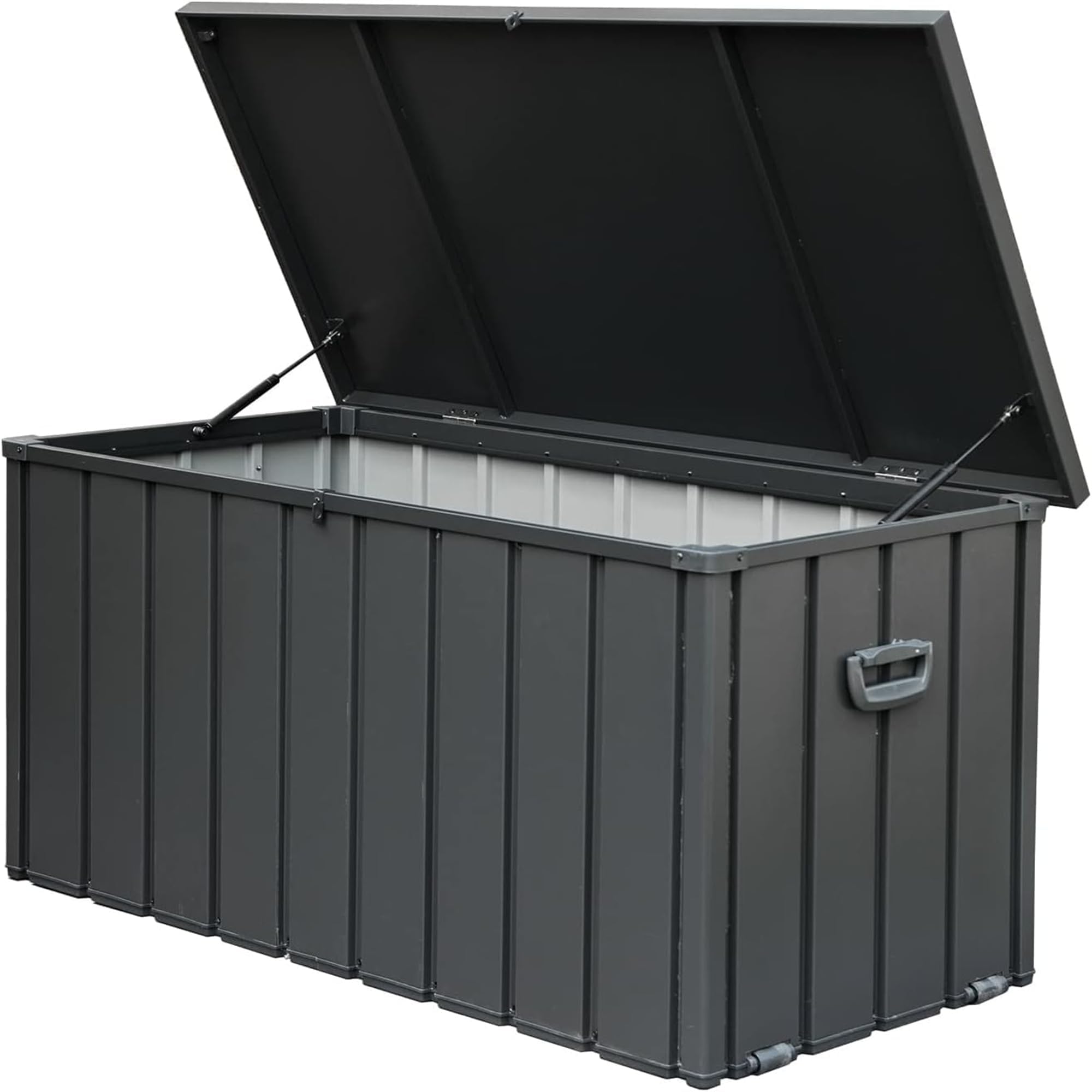 WIIS' IDEA 200 Gallon Storage Deck Box, Outdoor Waterproof Heavy Duty Deck Storage Box, Lockable Large Storage Container for Patio Furniture for Garden Tools and Pool Supplies, Black