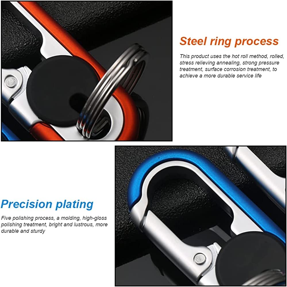 Shardnn Men’s Car Key Chain - Personalized Car Keychain for Men 3 Pack, Double Ring Design, Metal Waistband Car Keychain (Black-Orange-Blue)