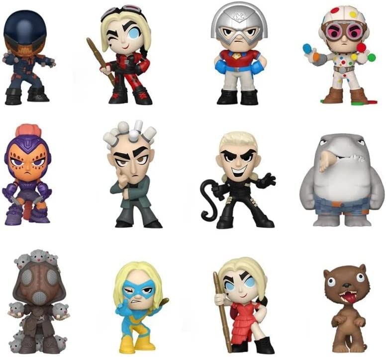 Power Bombshell Action Dc Comic Pop! Hero Figure Bundled with Harley Quinn Big Display Pin! & Hanger + Suicide Squad Mini Figure Blind Box + Peacemaker Pop! + Super Button! 5 Items