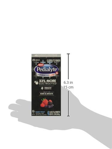 Pedialyte AdvancedCare Plus Electrolyte Powder, with 33% More Electrolytes and PreActiv Prebiotics, Berry Frost, Electrolyte Drink Powder Packets, 0.6 oz, 6 Count