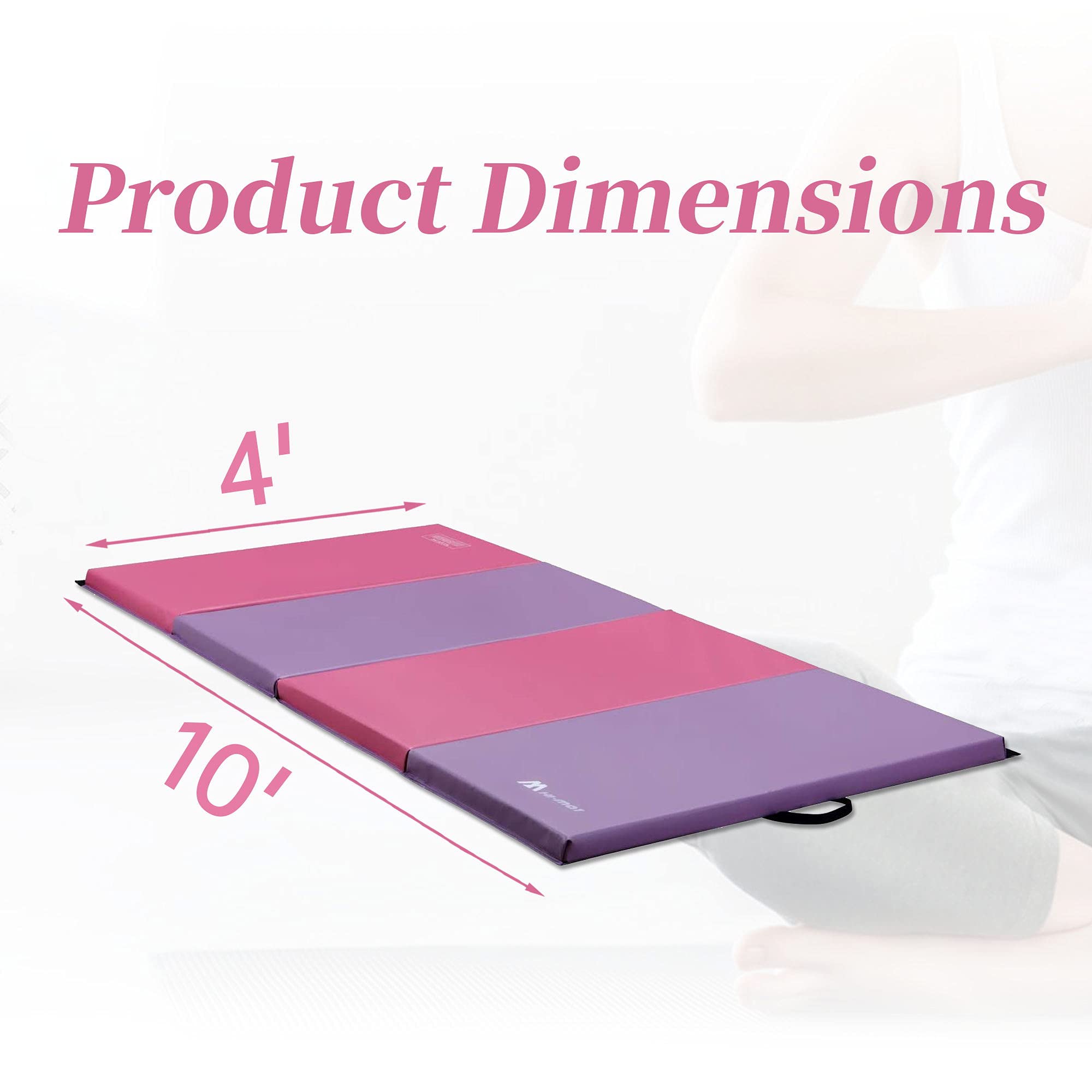M HI-Mat 2'' Thick Gymnastics Mat,Portable Folding Exercise Mat,Aerobics,Yoga, Martial Art (Rose Red&purple)