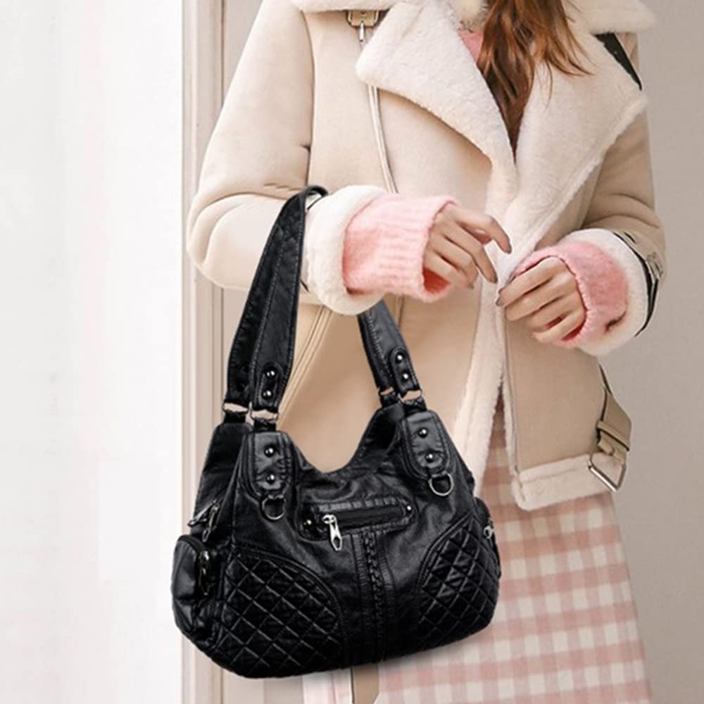 Sfly Women Satchel Shoulder Bag Washed Synthetic Leather Handbag Retro Soft Leather Tote Bag Ladies Hobo bag