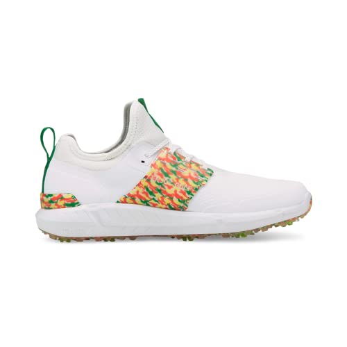 PUMA Men's Ignite Articulate Palmer Camo Golf Shoe, White Silver/Amazon Green, 11.5