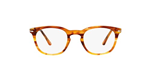 Persol PO3258V Round Prescription Eyewear Frames, Striped Brown/Demo Lens, 48 mm