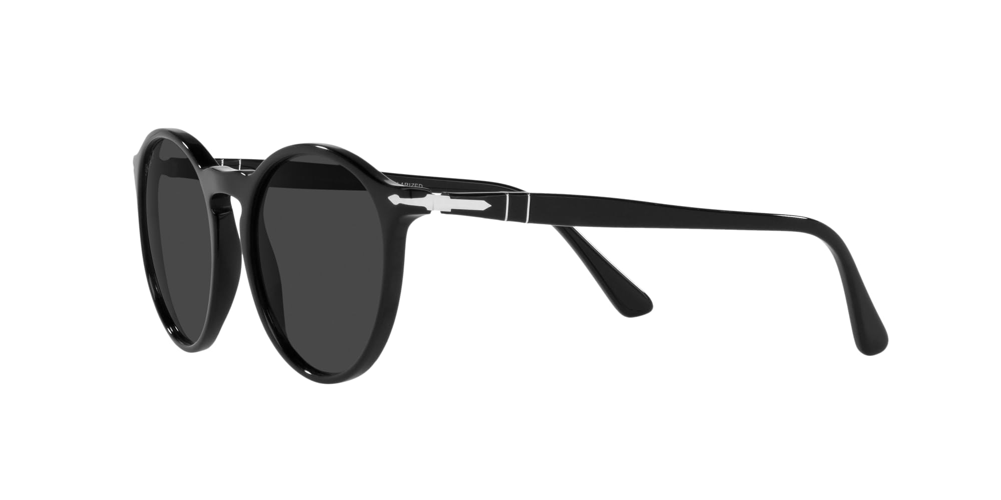Persol PO3285S Round Sunglasses, Black/Black Polarized, 50 mm