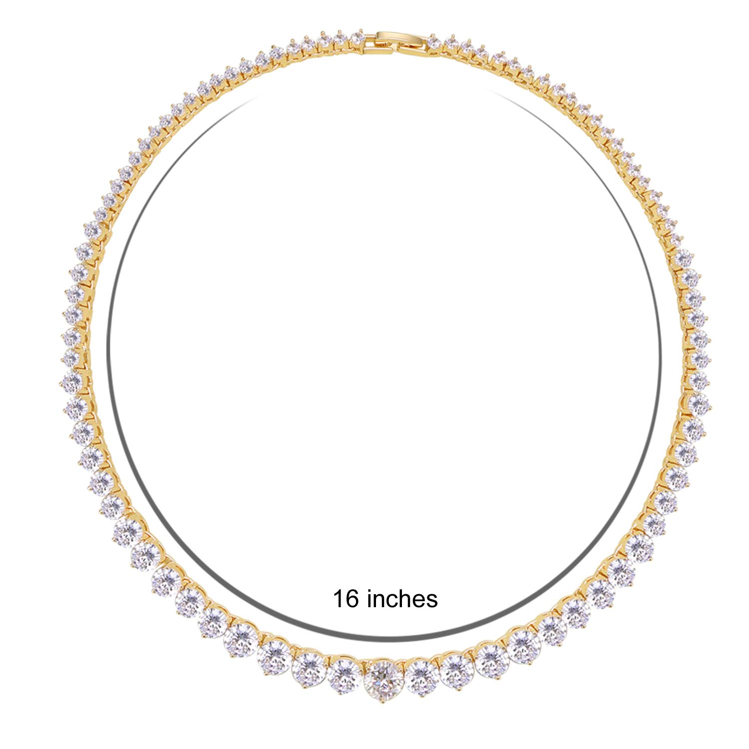Lavencious Tennis AAA CZ Necklace Bling Rhodium Plated Statement Jewelry 16"