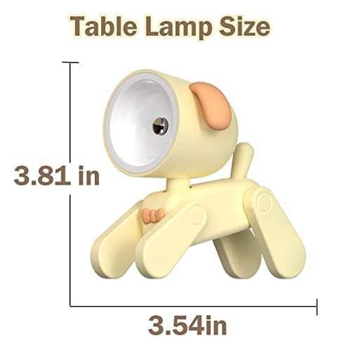 NICE POINT Mini LED Desk Lamp for Kids, Rechargeable Yellow Cute Puppy Table Night Light Phone Holder,Children Student Foldable Portable Reading Pet Desk Night Light,Adjustable Animal Night Lamp.