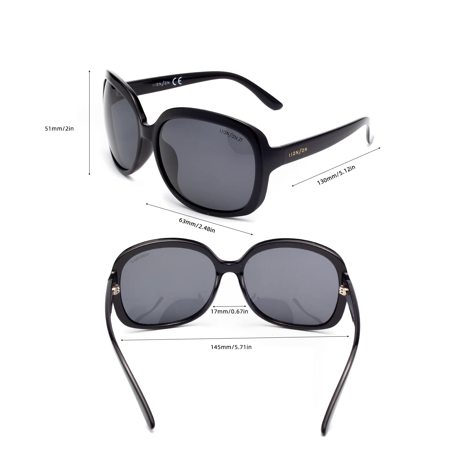LianSan Oversized Womens Sunglasses Polarized uv Protection Simple Sunglasses LSP301 (polarized black)