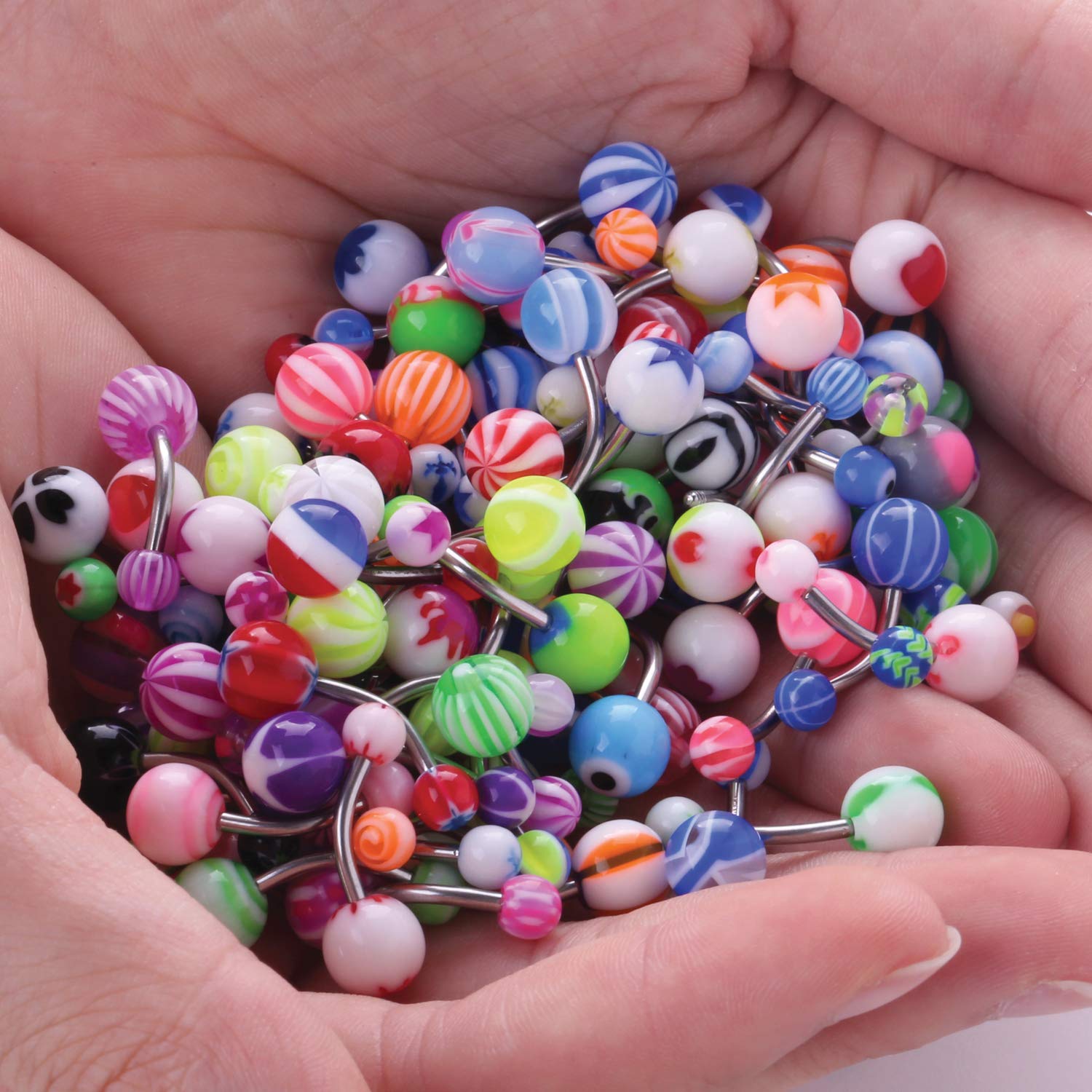 Lot of 50 Belly Button Rings & Lot of 50 Tongue Ring Barbells No Duplicate 100 Pack
