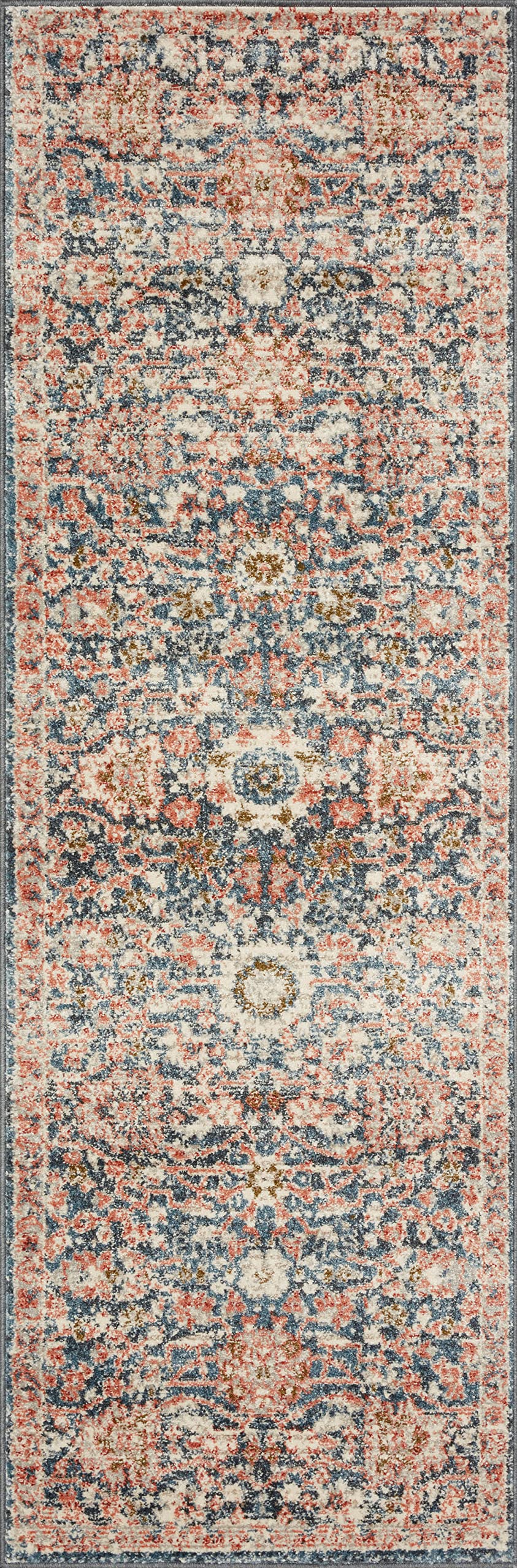 Loloi II Saban Collection, SAB-03, Navy/Rust, 9'-4" x 13', Area Rug, Soft, Durable, Moroccan, Persian, Vintage, Non-Shedding, Easy Clean, Living Room Rug