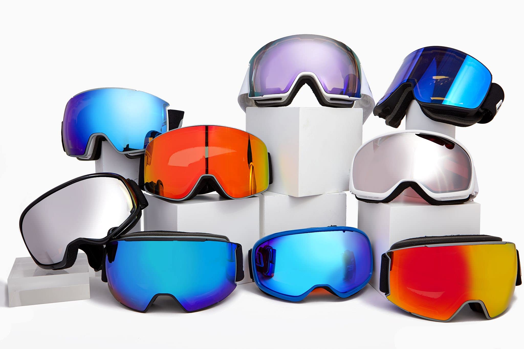Optic Nerve - 2022 Premium & Affordable Non-Polarized Winter Sport Goggles Sunglasses for Men/Women, Snoasis Edition with Shiny Blue Frame/Rose/Silver Flash Mirror Lens