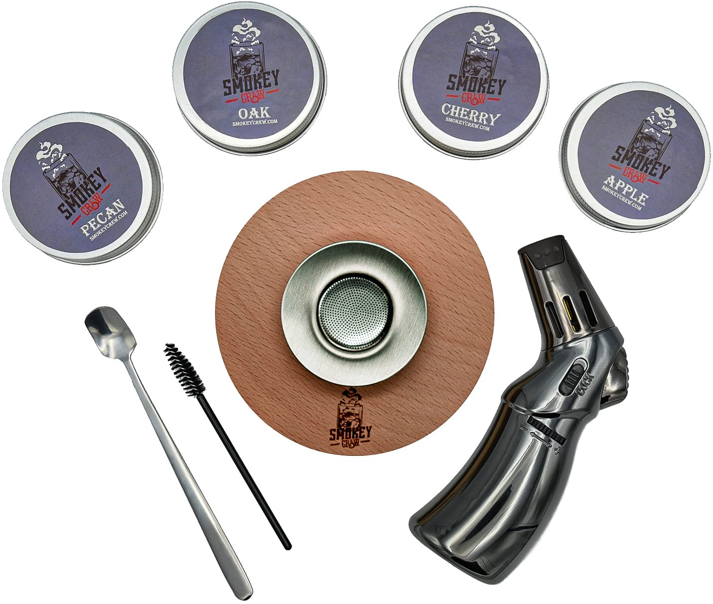 Smokey Crew Cocktail Smoker Kit with Butane Torch - Elevate Your Whiskey and Cocktail Experience - Gift for Him