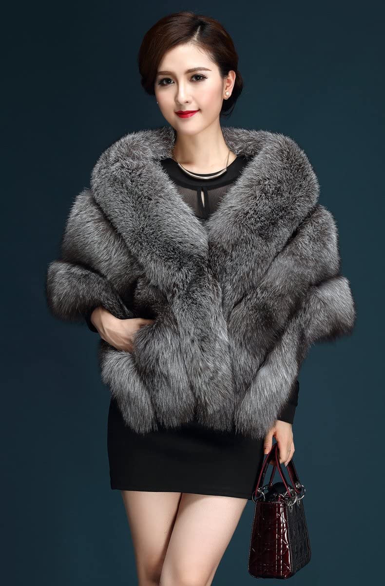 Shawls and Wraps for Evening Dresses Bridal Faux Fur Shawl Wrap Cape for Wedding Party Bridesmaids Winter