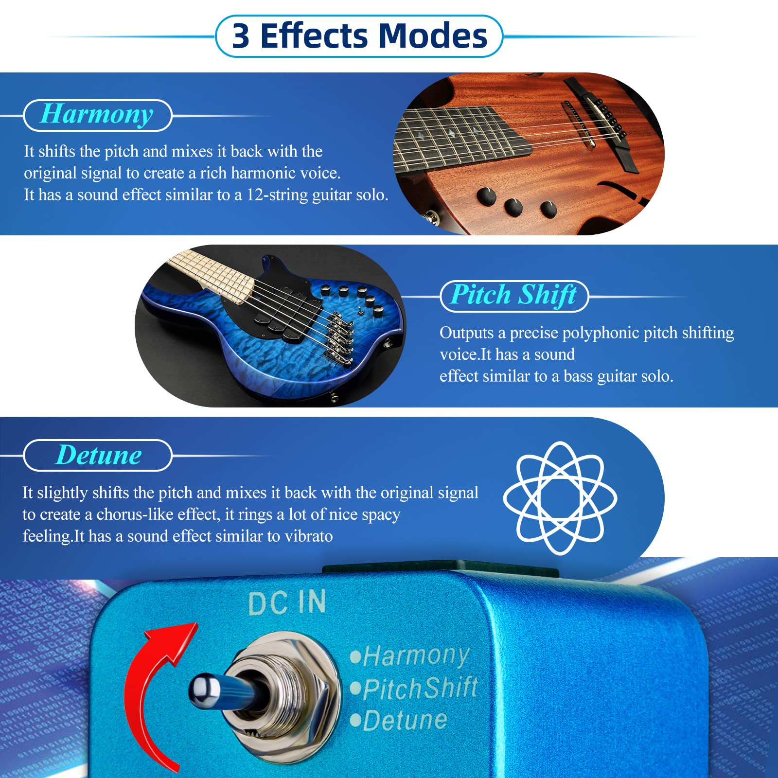 MOOER Pitch Box Guitar Harmonizer Pedal Harmony Pitch Shifter Detune For Electric Guitar Bass True Bypass