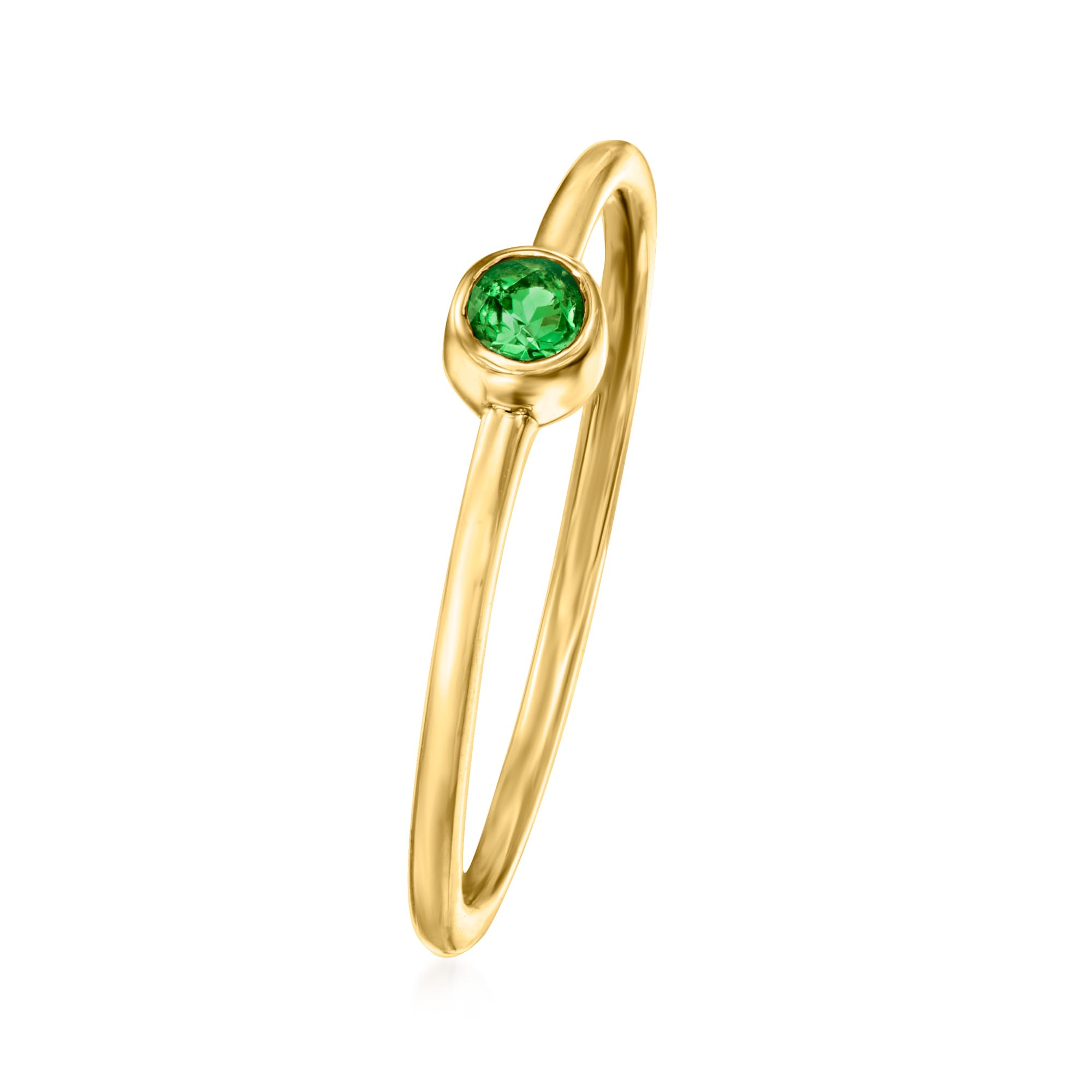 RS Pure by Ross-Simons 0.10 Carat Emerald Ring in 14kt Yellow Gold. Size 8