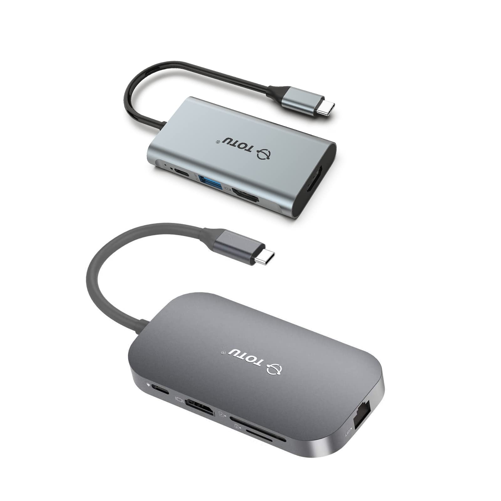 TOTU 9 in 1 USB C Hub with 4K HDMI, 1000Mbps Ethernet & 4 in 1 100W Dual 4K HDMI USB C Hub