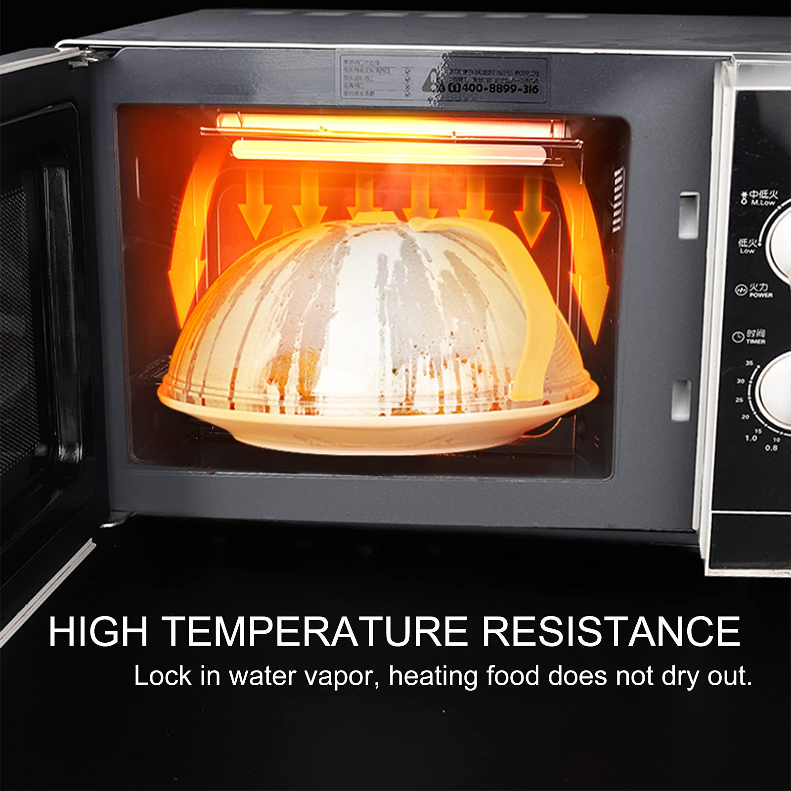 Set of 2 Microwave Splatter Cover, Deep Microwave Cover for Food, Large Microwave Plate Cover with Handle Steam Vents Keeps Microwave Oven Clean BPA Free Transparent Cover