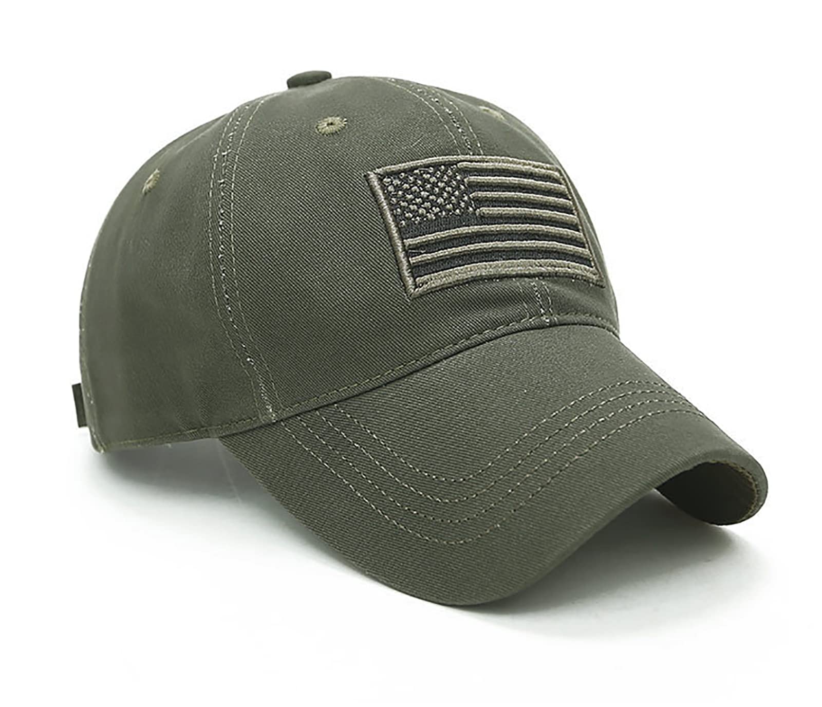 LOKIDVE USA American Flag Baseball Cap Embroidered Polo Style Military Army Hat-Green