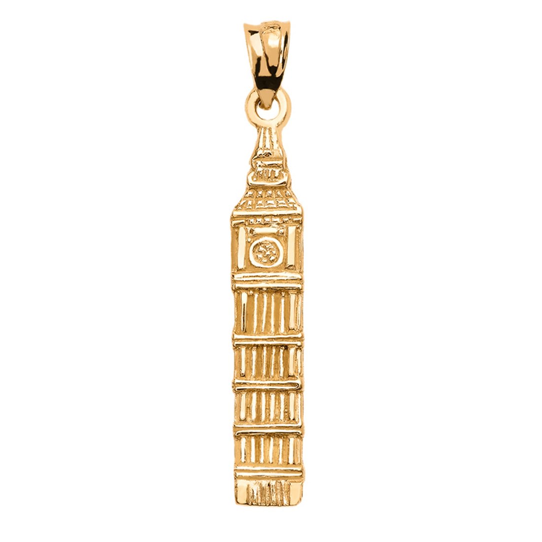 London's Big Ben Clock Tower Charm Pendant in 10k Yellow Gold