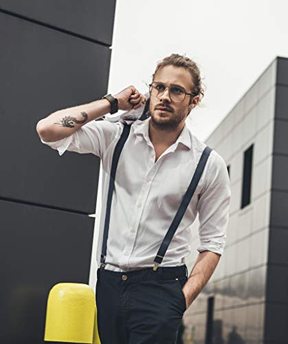LOLELAI Suspenders for Women and Men | Elastic, Adjustable, Y-Back | Pant Clips, Tuxedo Braces (1, Black)