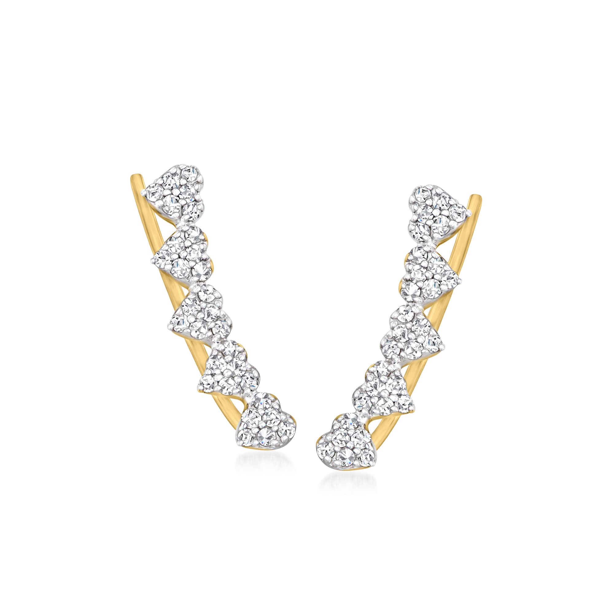RS Pure by Ross-Simons 0.25 ct. t.w. Diamond Heart Ear Climbers in 14kt Yellow Gold