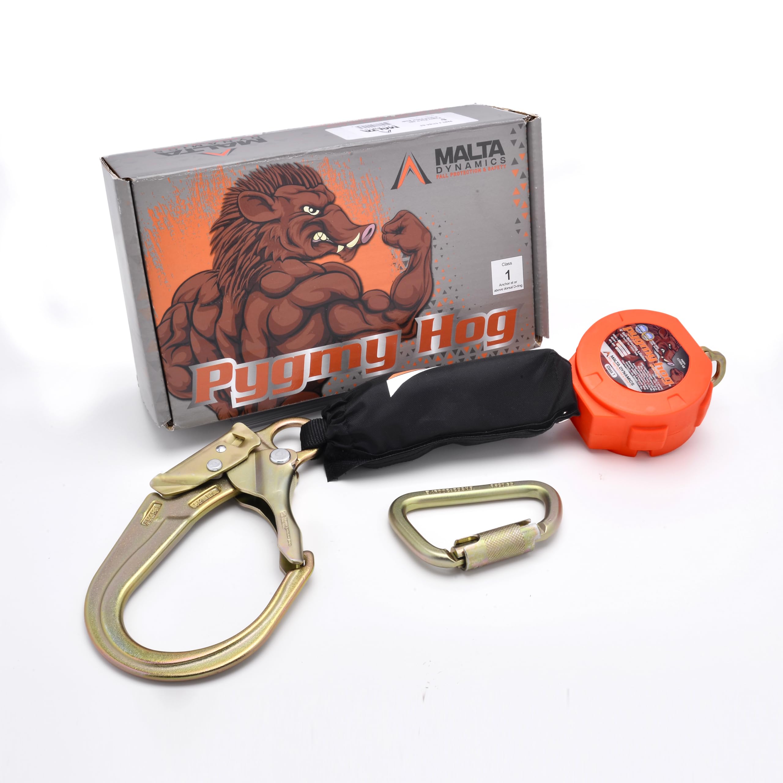 Malta Dynamics Pygmy Hog 11' Web Self Retracting Lifeline, YoYo Cable with Rebar Hook, Fall Protection Retractable Safety Harness Lanyard - OSHA/ANSI Compliant
