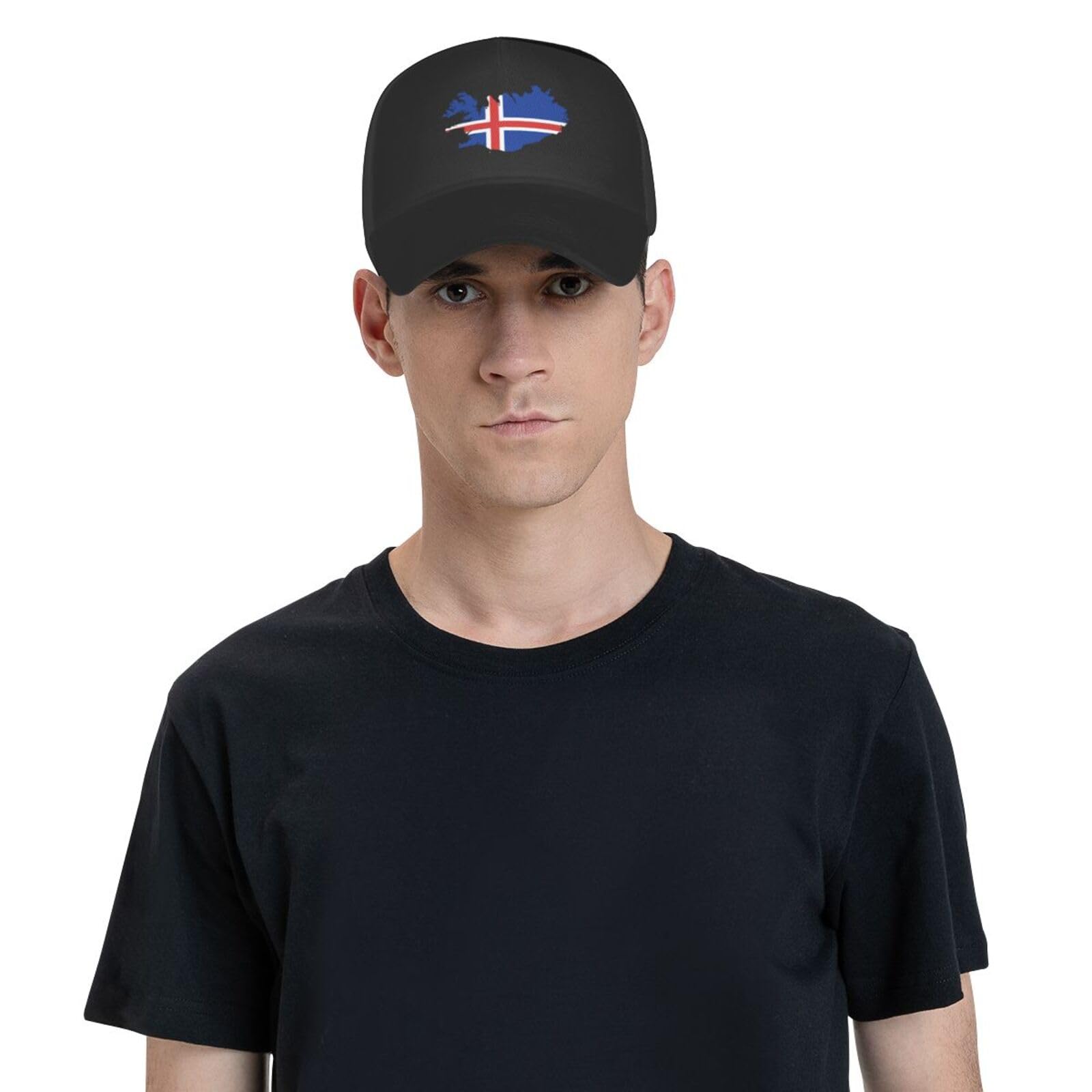 LIFANGMI Iceland Terrain Map Baseball Cap for Men Women Breathable Baseball Caps Casual Outdoor Hat Adjustable Trucker Hats Dad Cap Black