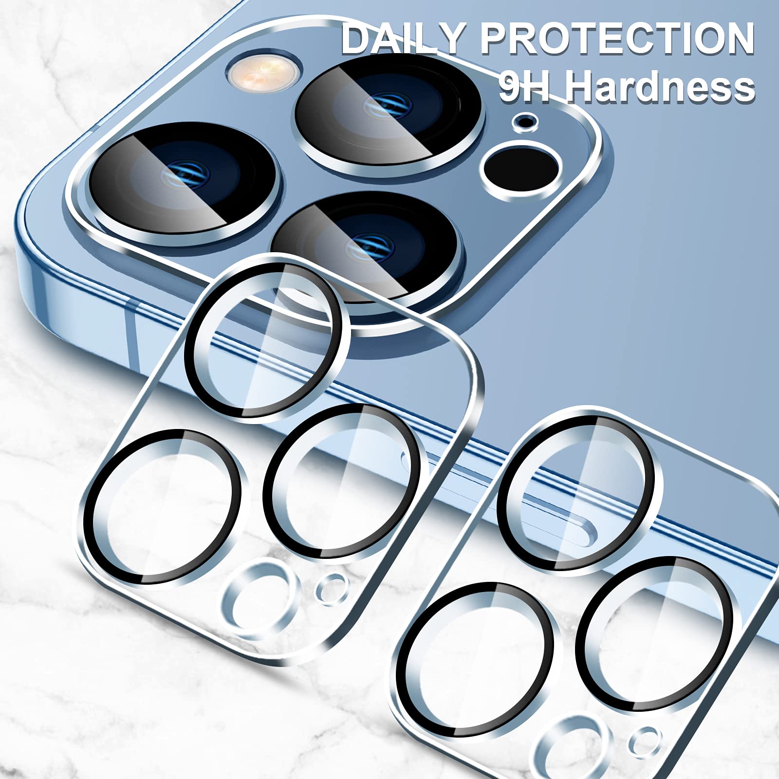 OUBA [3 Pack] Camera Lens Protector for iPhone 13 Pro/iPhone 13 Pro Max [3 Holes] Lens Cover Tempered Glass, [Case Friendly][Scratch-Resistant] Easy Installation [HD Clear] - Black Circle