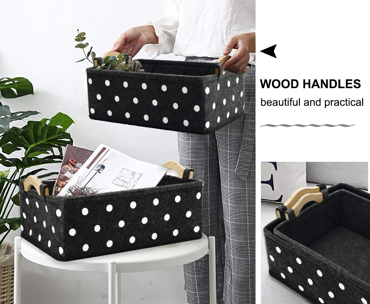 Oubra Small Gift Baskets Empty Decorative Toy Basket Long Narrow Bin Storage Container for Books CDs DVD Makeups Towel Closet Organizer Baskets
