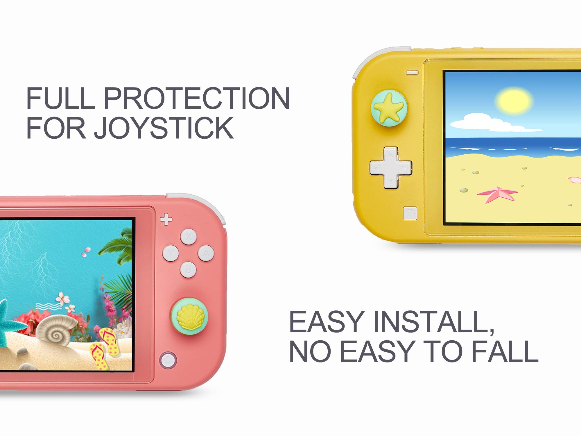 LeyuSmart Ocean Theme Thumb Grip Caps, Starfish & Conch Joystick Cap for Nintendo Switch/OLED/Lite, Soft Silicone Skin Cover for Joy-Con,4Pcs