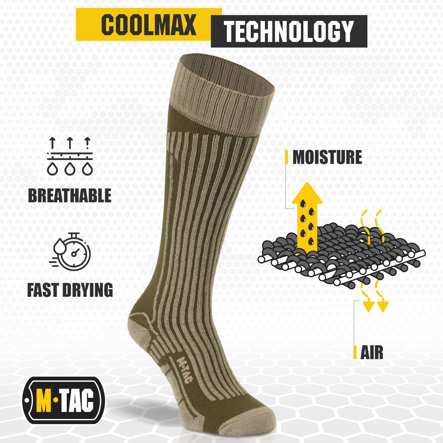 M-Tac Military Mid Calf Boot Socks 2 Pack - Wick Dry Men Coolmax RibTop Nylon Army Combat Socks (OCP, L)