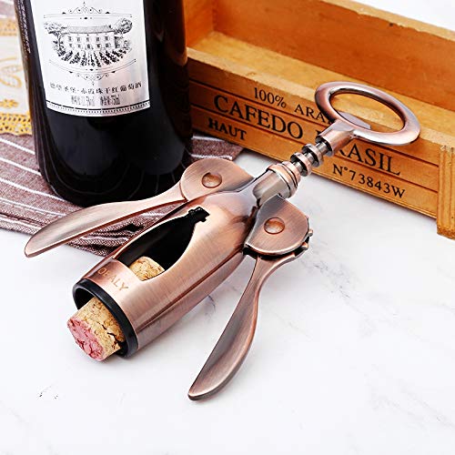 OBALY Wing Corkscrew, Wine Bottle Opener Set of 3 Pieces, Equipped with Bronze Multi-Functional Bottle Opener, Wine Stopper and a Foil Cutter