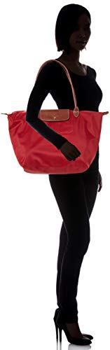 Longchamp 1899 089 Preage Tote Bag, Shopping Bag, Nylon/Leather, Compatible with B4 Size, Can Store a PC, Rouge [Parallel Import]