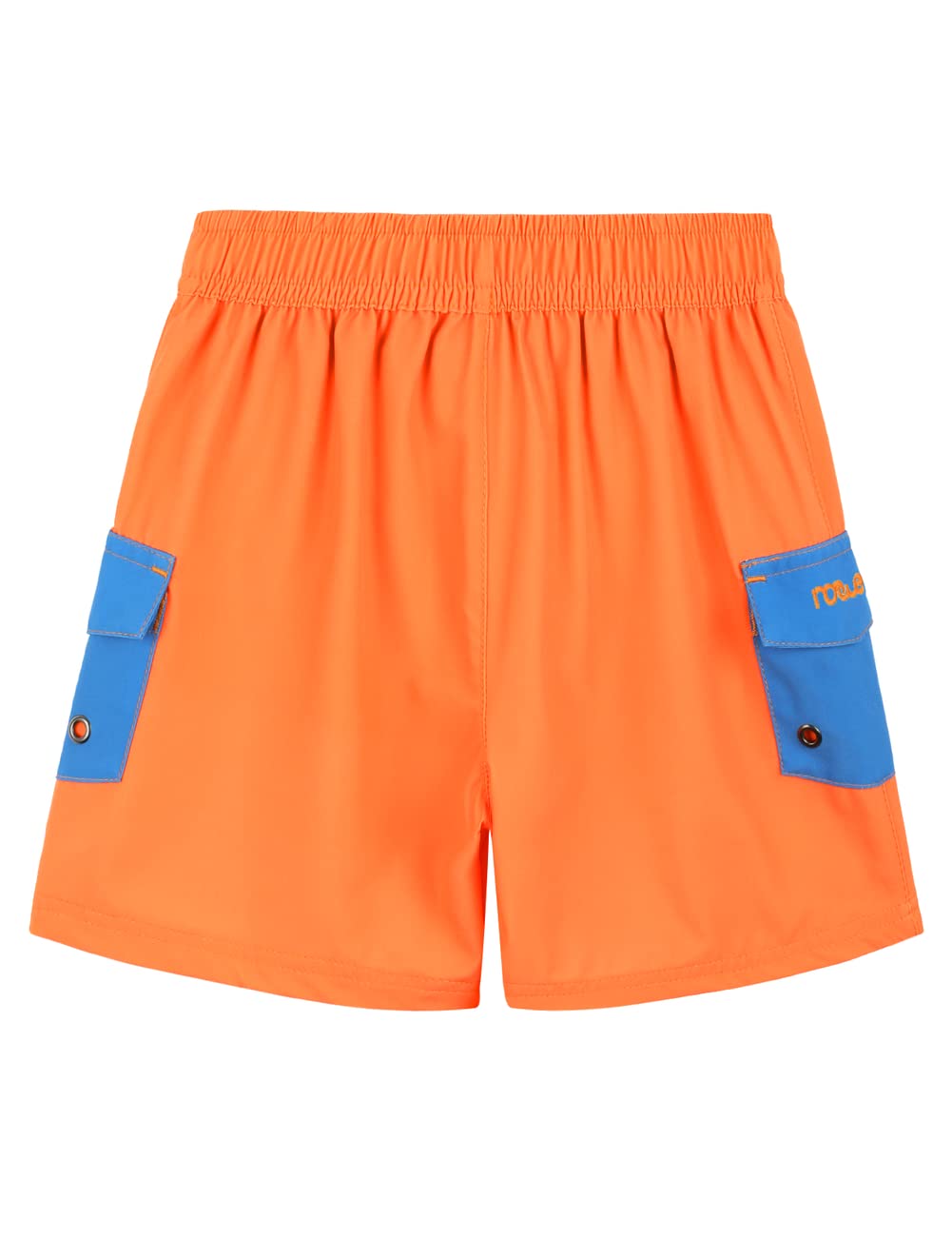 Nonwe Big Boy's Swimming Shorts Elasitc Waist with Drawstring Beachwear Orange&Blue 6