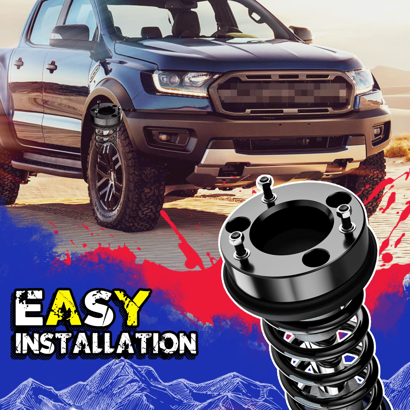KSP 2in Level Kits for F150 2004-2023,2" Front Leveling Lift Kits Compatible with Ford Expedition 03-18,Lincoln Mark LT 2005-2008, Aluminum Forged Strut Spacers Raise the Truck 2inch(Package of 2pcs)