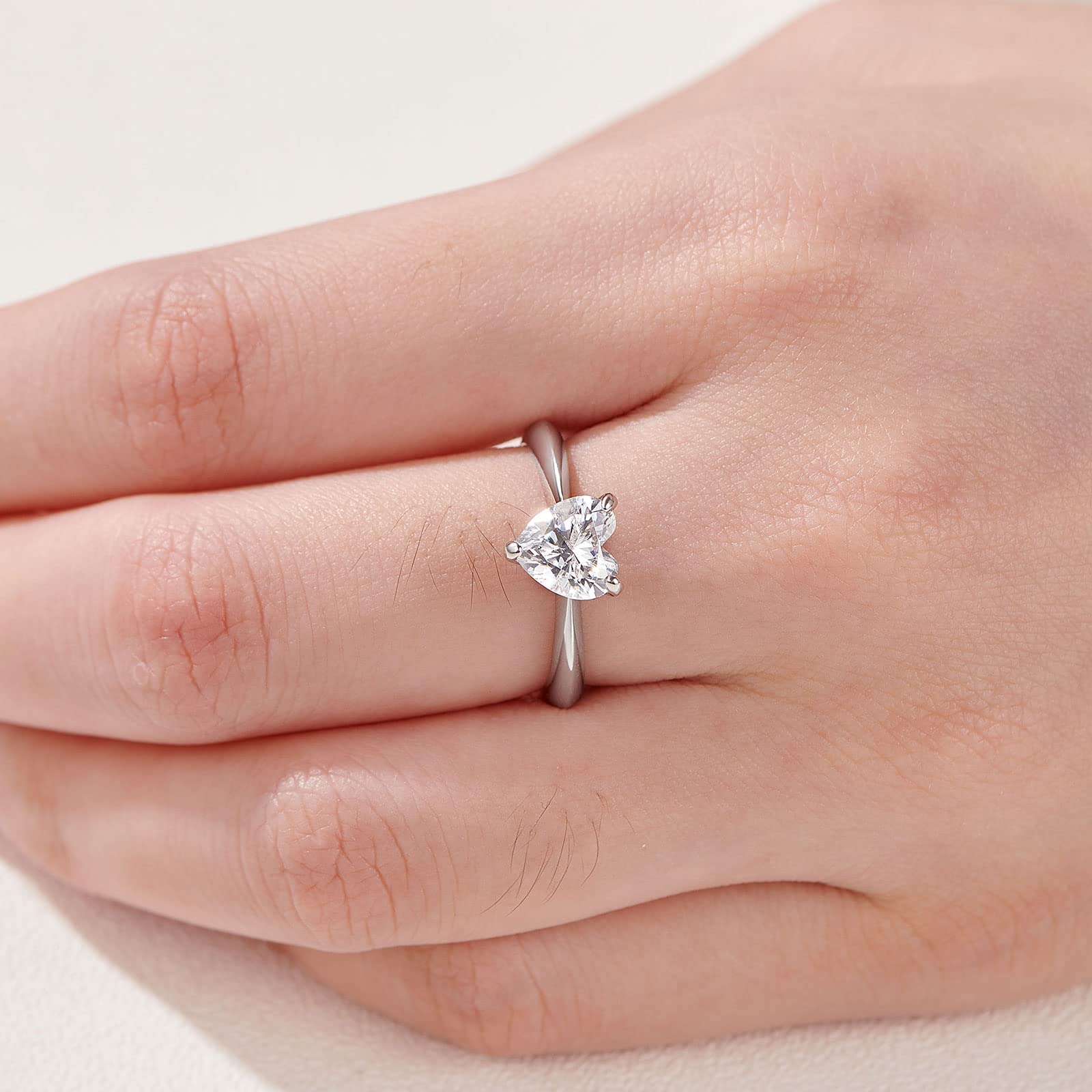 Newshe 2.5Ct Pear Shaped Engagement Rings for Women Cz 925 Sterling Silver Rings Size 8