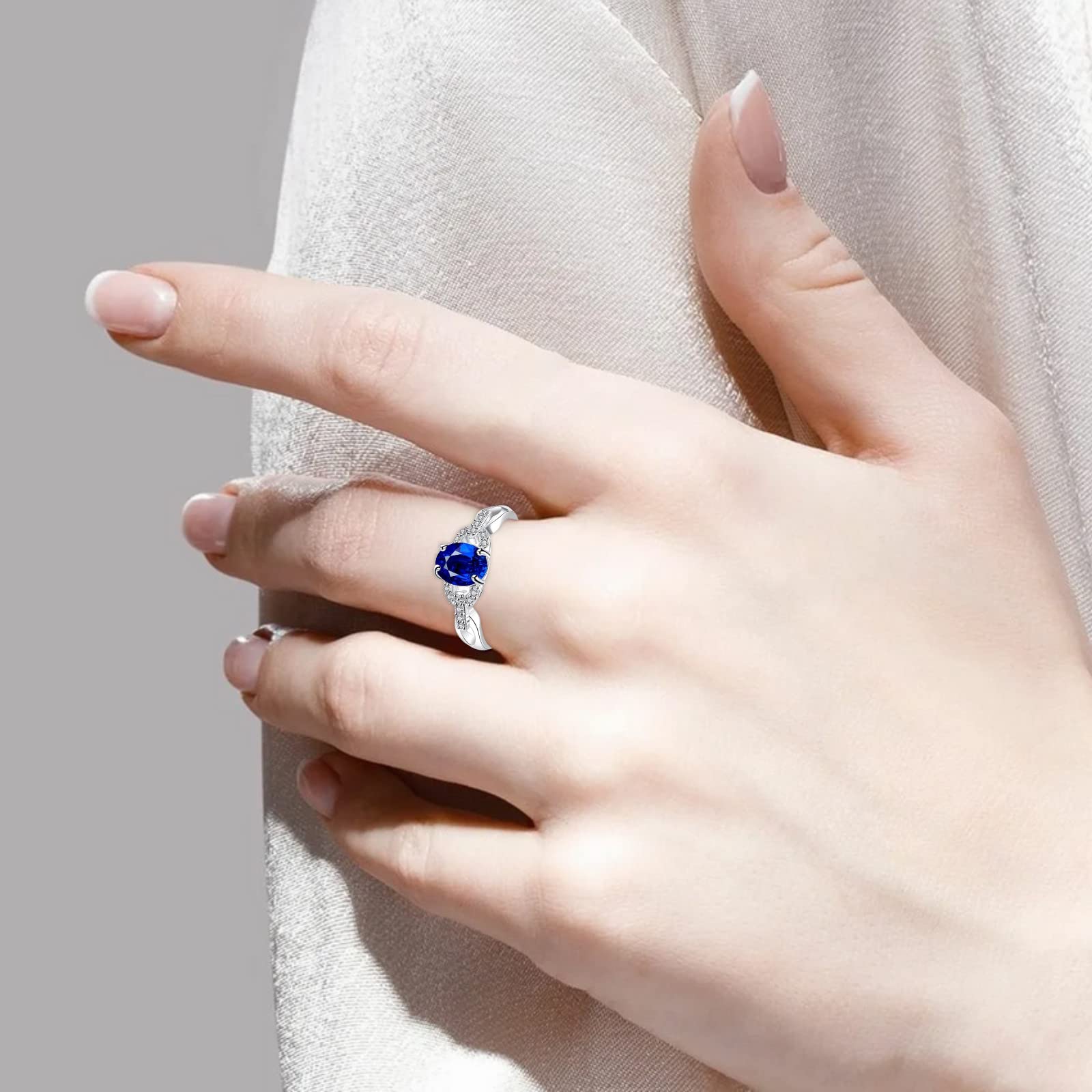 QINGWEI Oval Ruby Band Ring for Women Wedding Engagement Proposal Diamond Ring Birthday Valentine's Jewelry Gift for Mom Girlfriend
