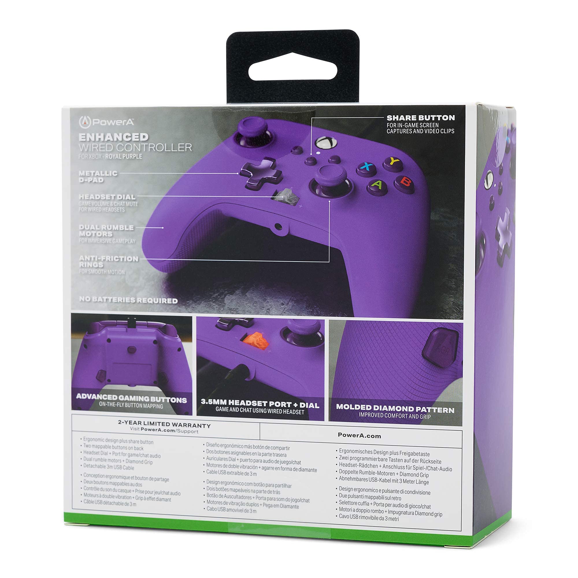 PowerA Enhanced Wired Controller for Xbox Series X|S β Royal Purple, gamepad, wired video game controller, gaming controller, Xbox Series X|S (Renewed)