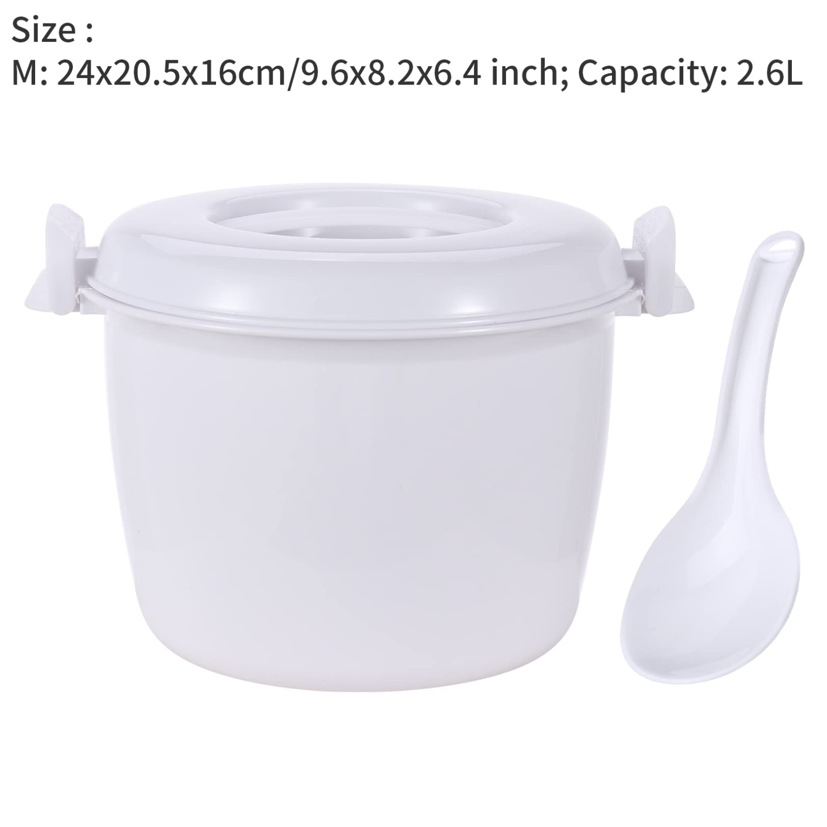 renvena 2.6L Microwave Oven Rice Cooker Insulation Lunch Box Steamer Cooker with Lid White Medium One Size