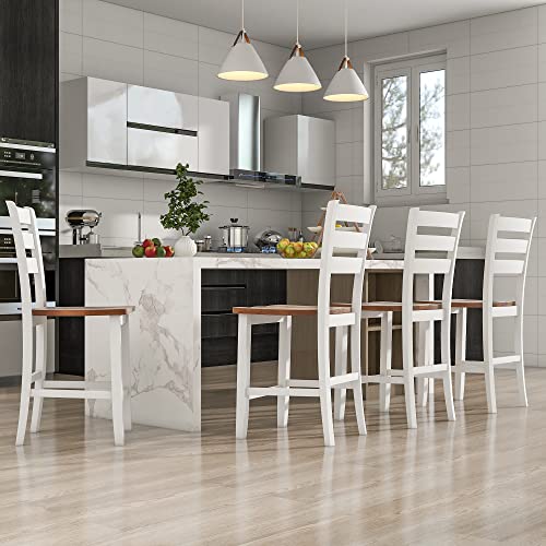 Merax 5 Pieces Drop Leaf Dining Table Set, Counter Height Kitchen Table with Drop Leaf and 4 Chairs, Space-Saving Kitchen Set with Wine Rack and Drawers, Seat Height 23.6"