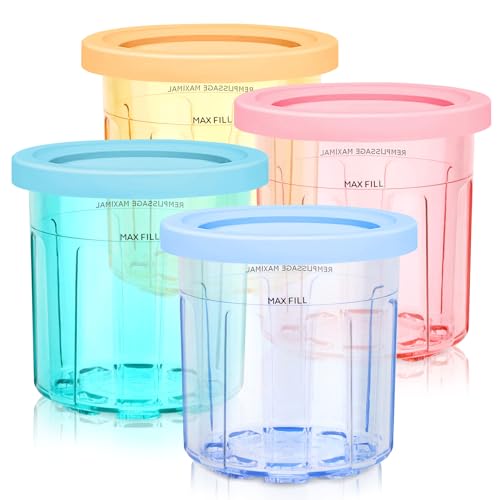 LOMILD 4 Pack Pints And Lids Compatible With Ninja Creami NC300 NC301 NC299AMZ Series Ice Cream Makers, Dishwasher Safe & BPA-Free